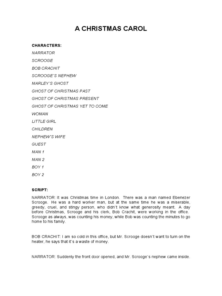 A Christmas Carol - Script | Download Free PDF | Ebenezer Scrooge ...