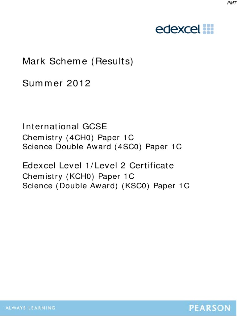 June 2012 MS - Paper 1C Edexcel Chemistry IGCSE | PDF | Chlorine ...