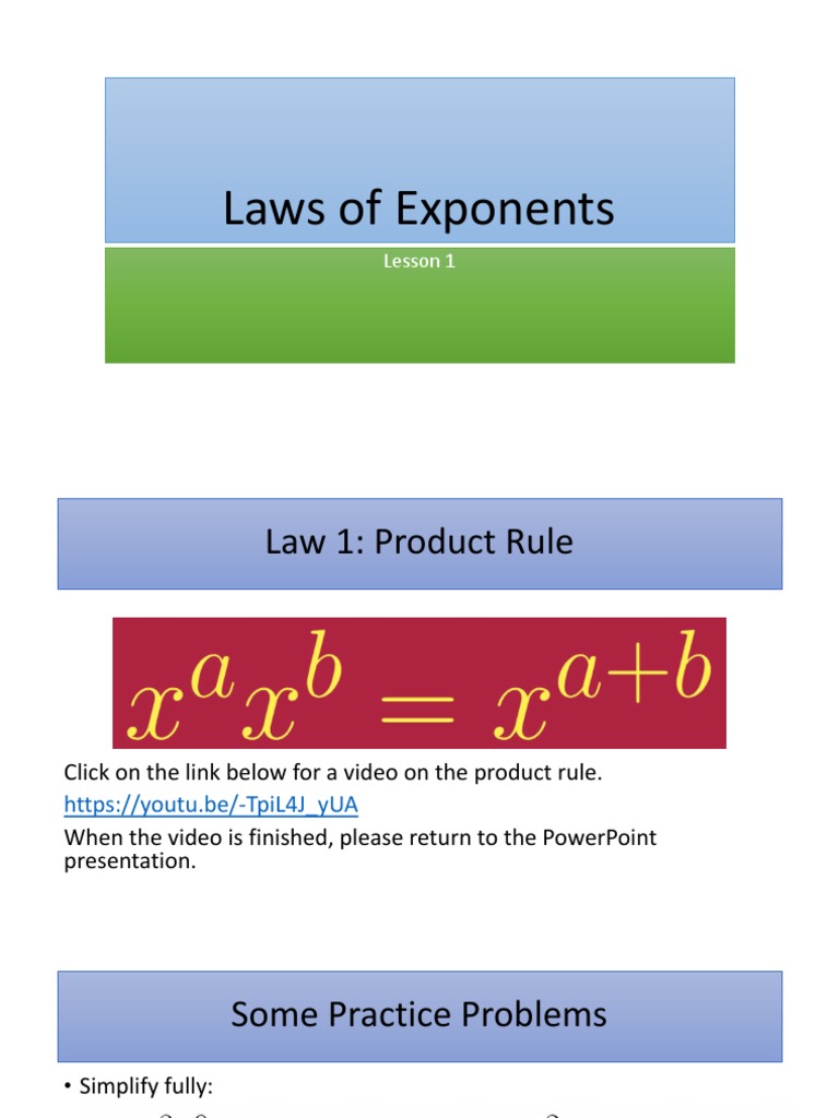 Laws of Exponents Explained | PDF | Business | Technology & Engineering