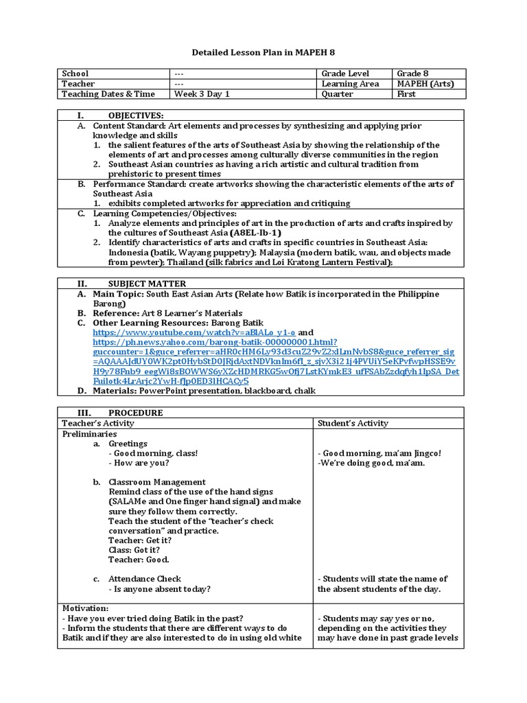 DLP Arts 8 Day 3 | PDF