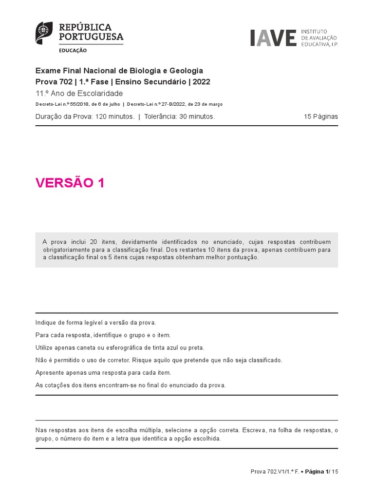 Exame Final Biologia Geologia 20220621 150211 | PDF | Célula (Biologia) | Natureza