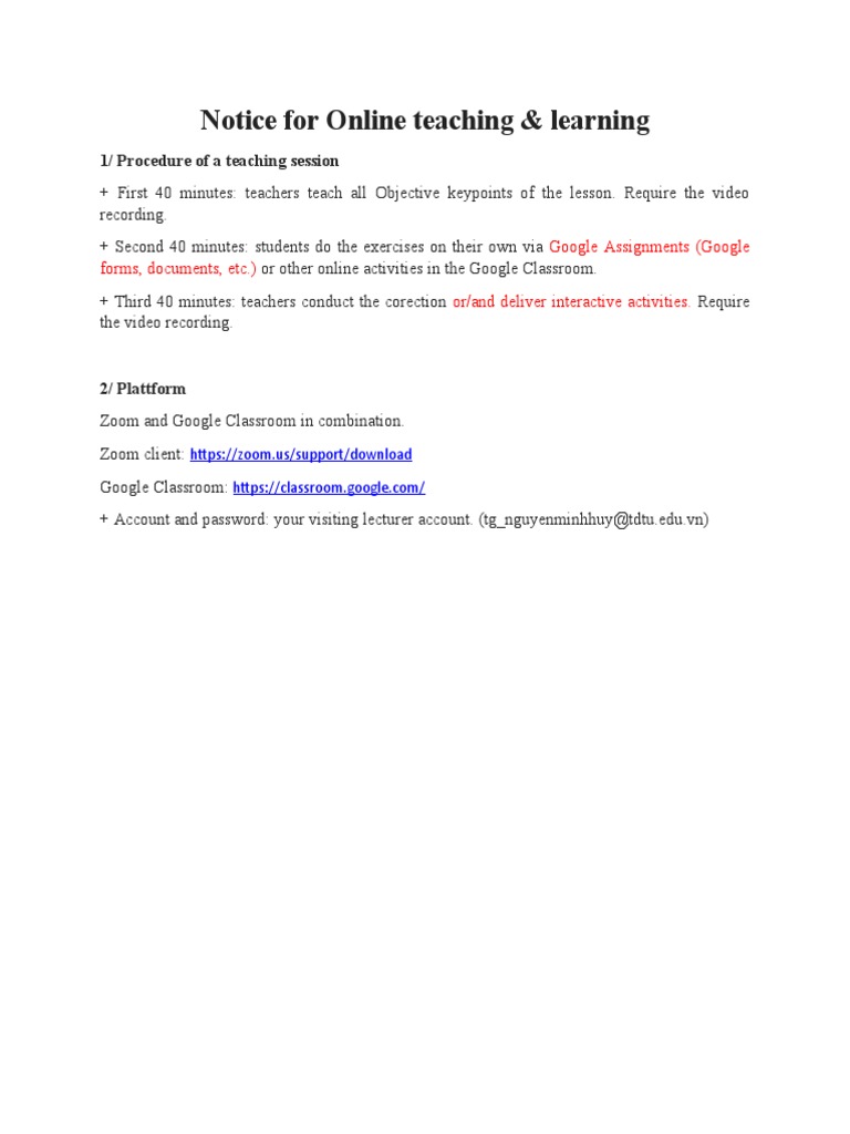 Notice For Online Teaching & Learning | PDF | Educational Technology | Classroom