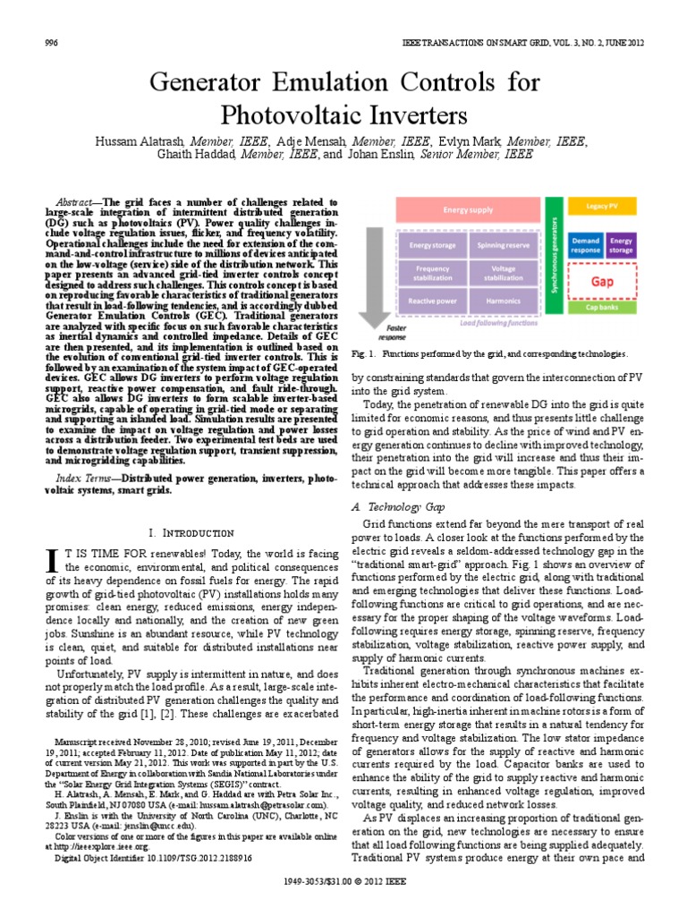13 Generator Emulation Controls For Photovoltaic Inverters. | Download Free PDF | Electrical ...