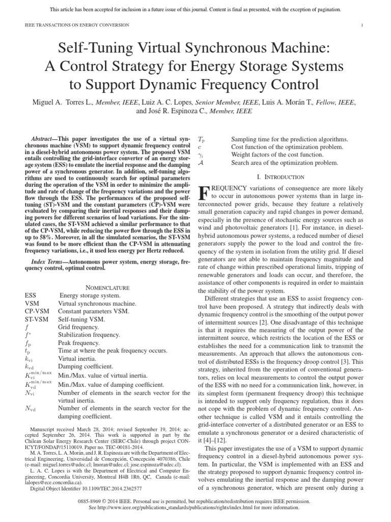 15 Self Tuning Virtual Synchronous Machine A Control Strategy For Energy Storage Systems To ...