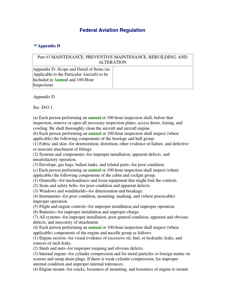 100-Hour Inspection Requirements | PDF | Manufactured Goods | Aviation