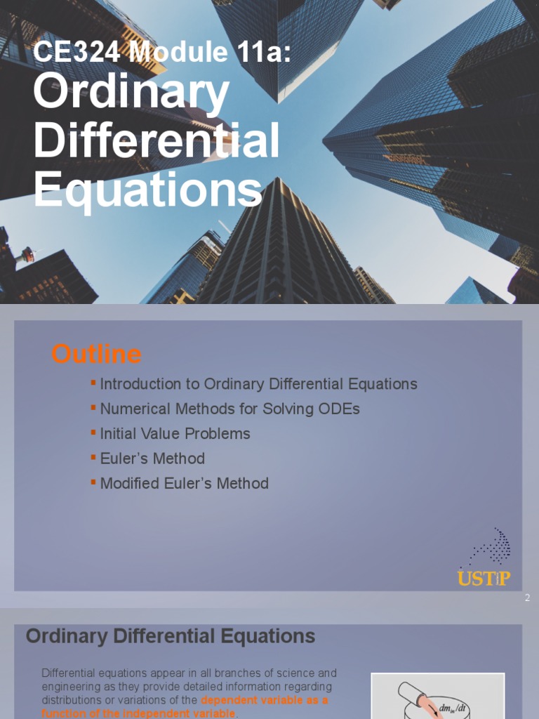 CE324 Module11a ODE | PDF | Ordinary Differential Equation | Equations