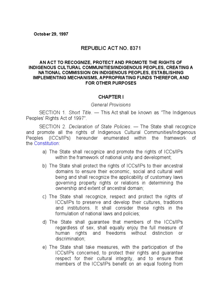 Ra 8371 | PDF | Intellectual Property | Traditional Knowledge