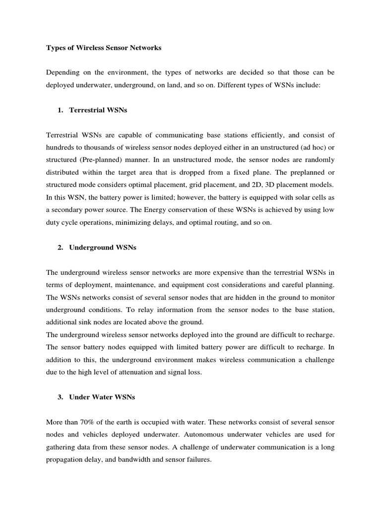 Types & Classification of Wireless Sensor Networks | PDF | Wireless Sensor Network | Computer ...