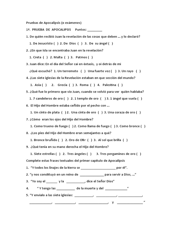 Pruebas De Apocalipsis 1 4 Pdf Libro De Revelación Libros Del