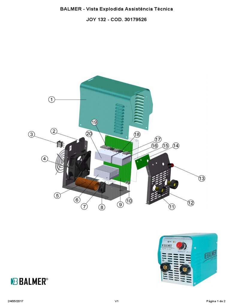 Exploded View and Parts List for the JOY 132 Welder | PDF