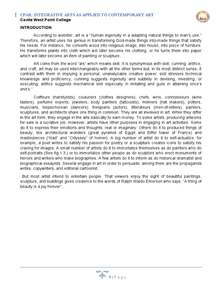 Module 1 in Contemporary Arts First Month | PDF | The Arts | Poetry