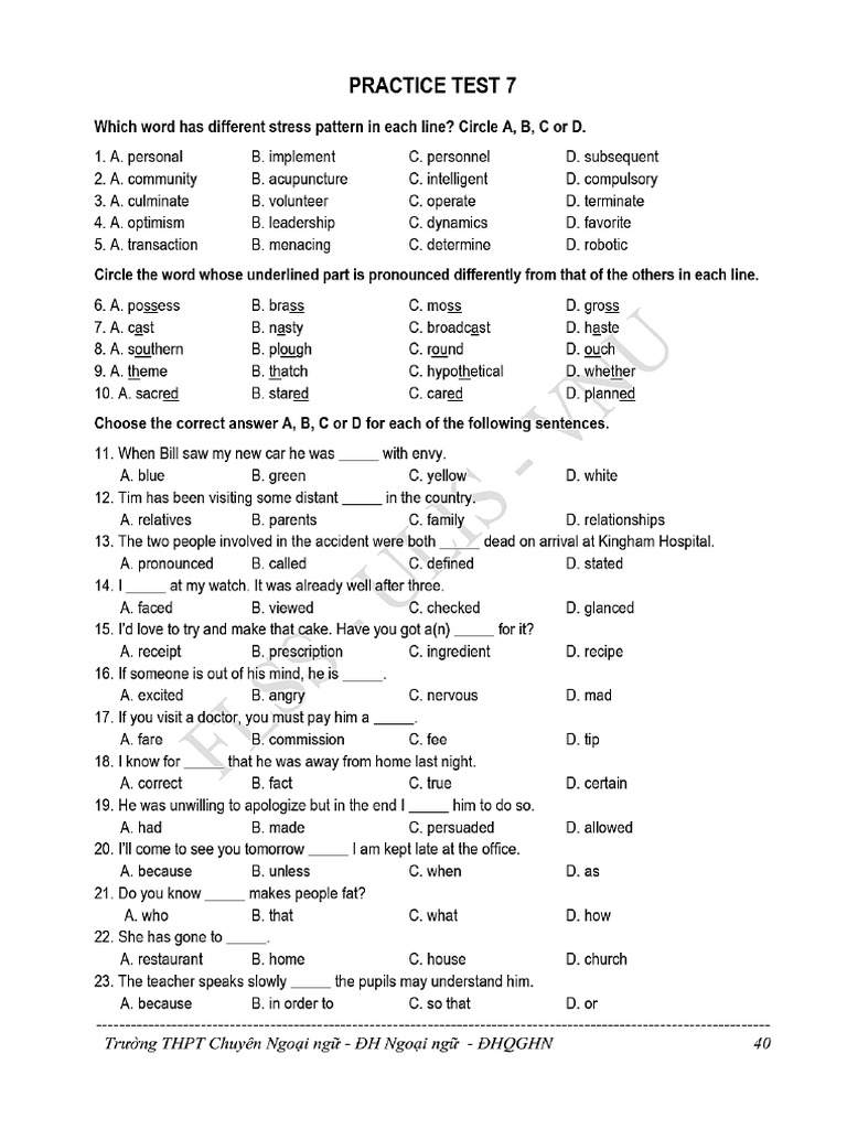 Practice Test 7 | PDF