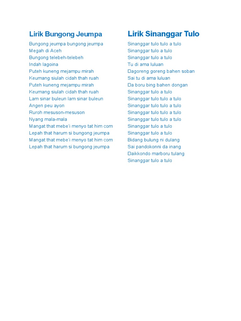 Lirik Bungong Jeumpa | PDF