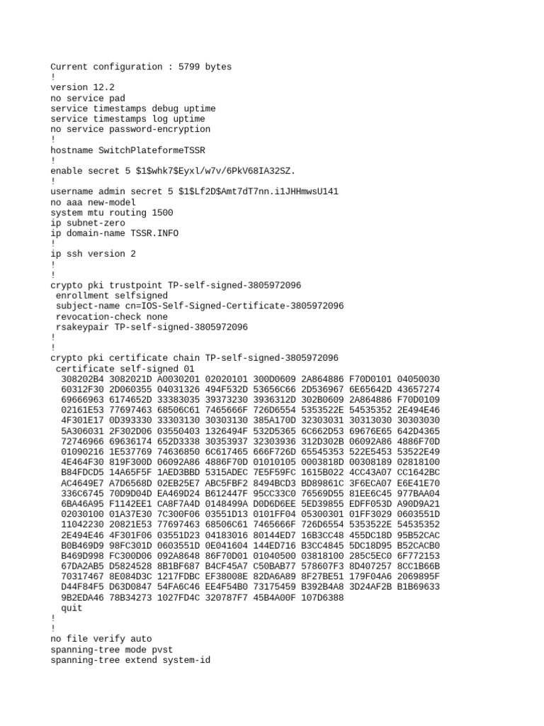 Configuration Switch Plateforme TSSR | PDF | Ip Address | Internet Protocols
