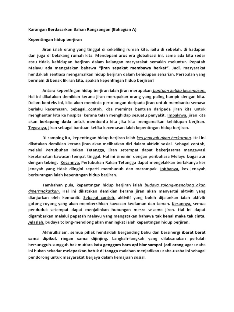Karangan Kepentingan Hidup Berjiran | PDF