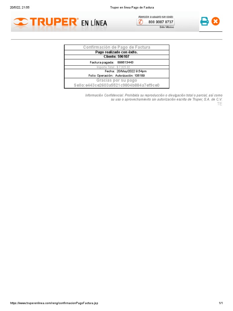 Truper en línea Pago de Factura.pdf | PDF