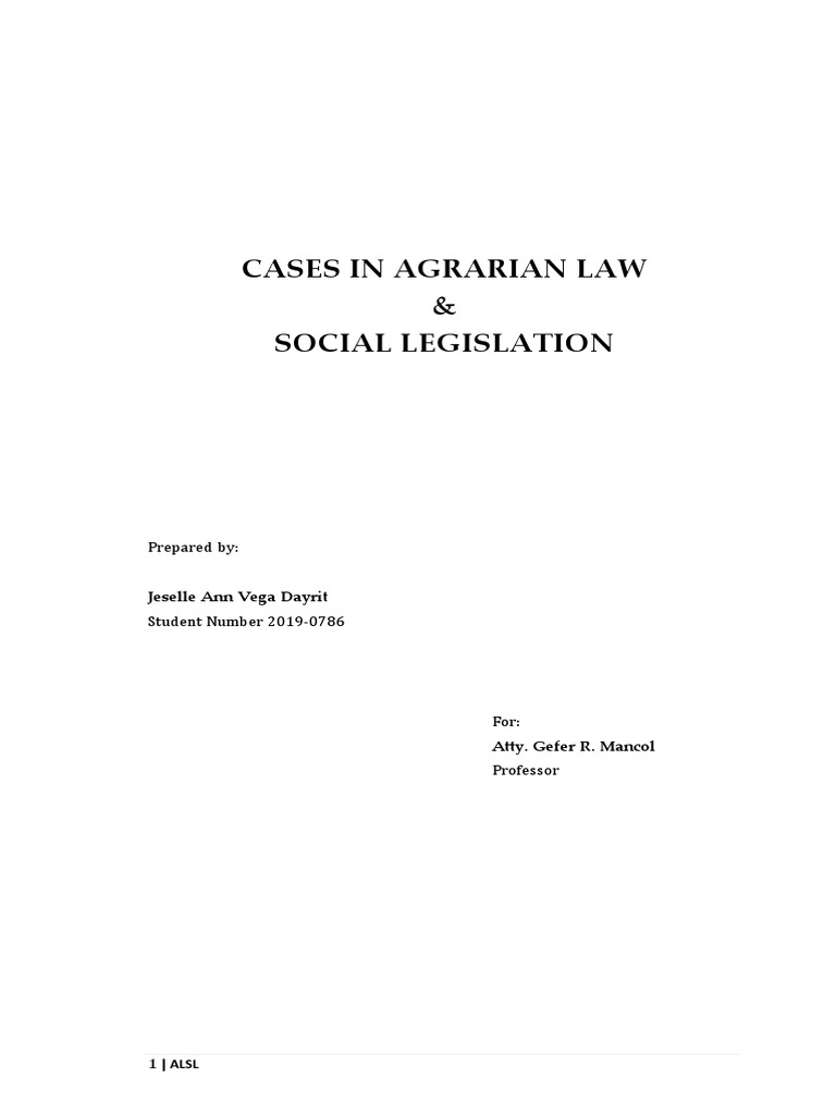 Agrarian Law & Social Legislation Cases | PDF | Eminent Domain ...