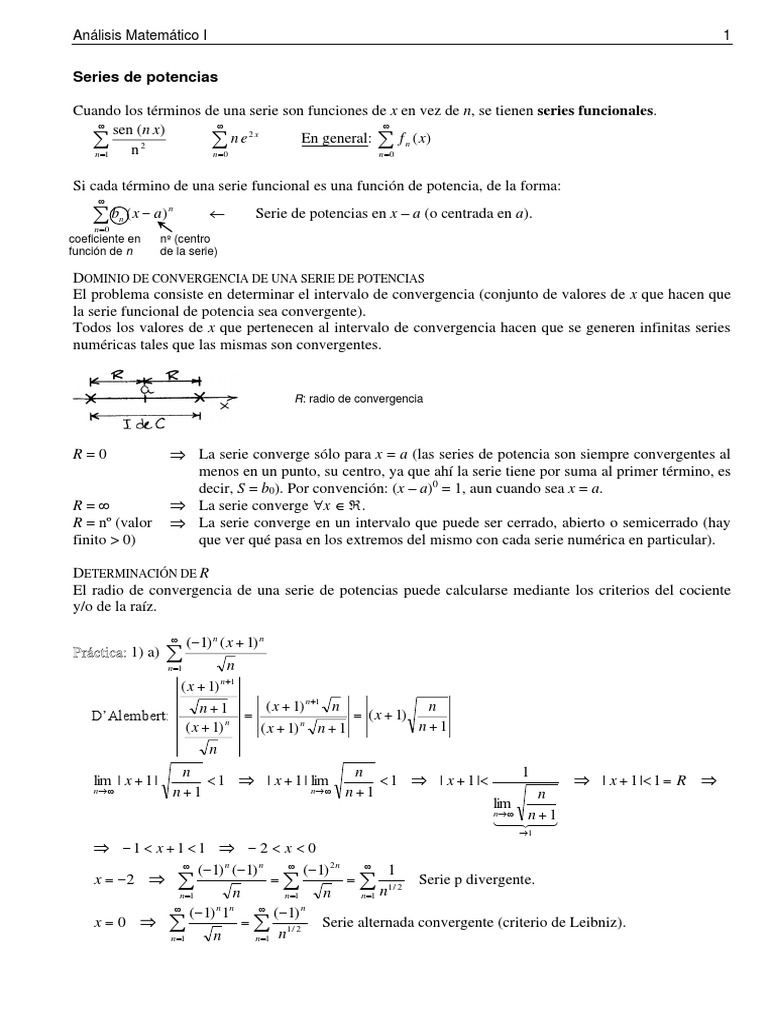 Series de Potencias (Ejercicios Resueltos) | PDF | Series (Matemáticas) | Álgebra abstracta