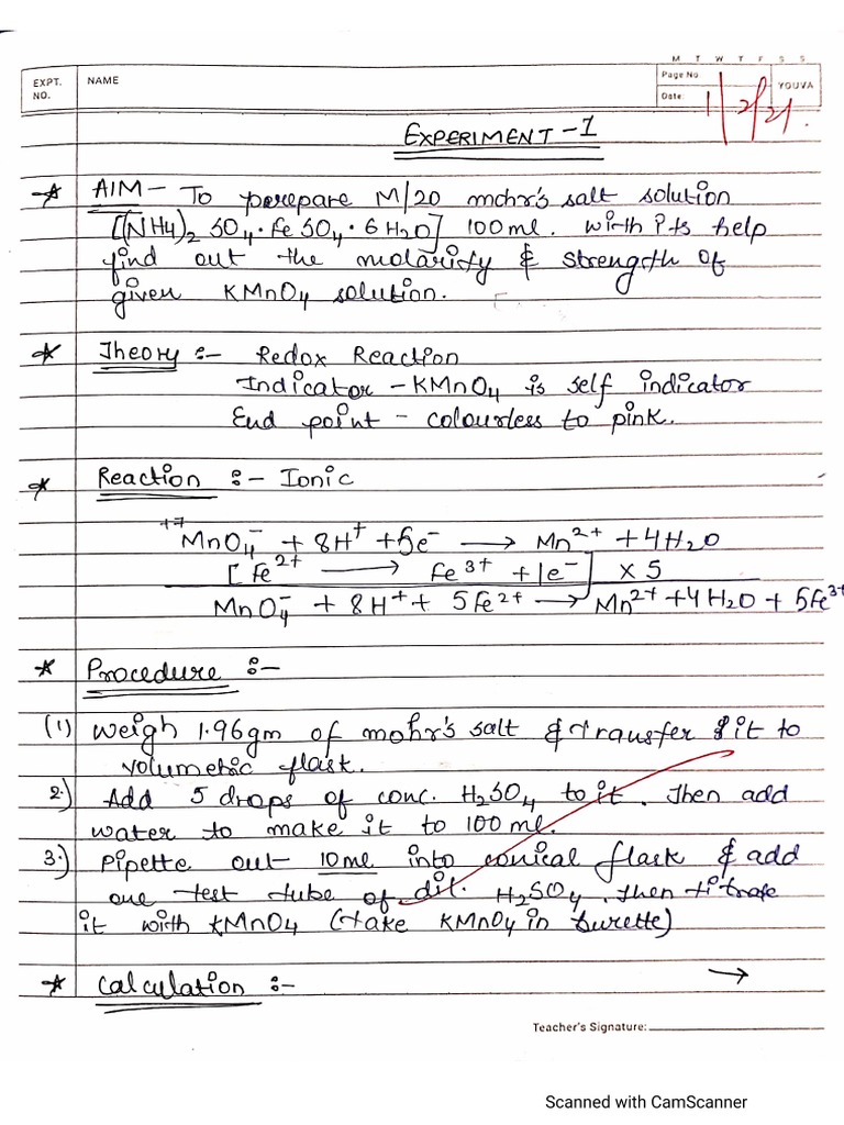 Chemistry Practicals | PDF