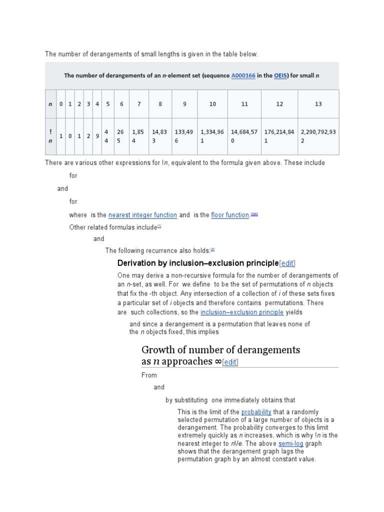 Derangement | Download Free PDF | Combinatorics | Mathematical Objects