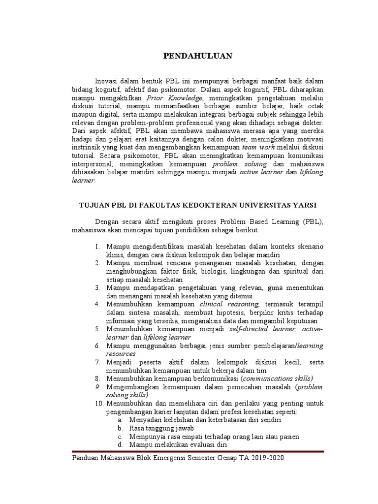 1.3. Isi Panduan Mahasiswa Blok Emergensi Sem Genap TA 2019-2020 | PDF