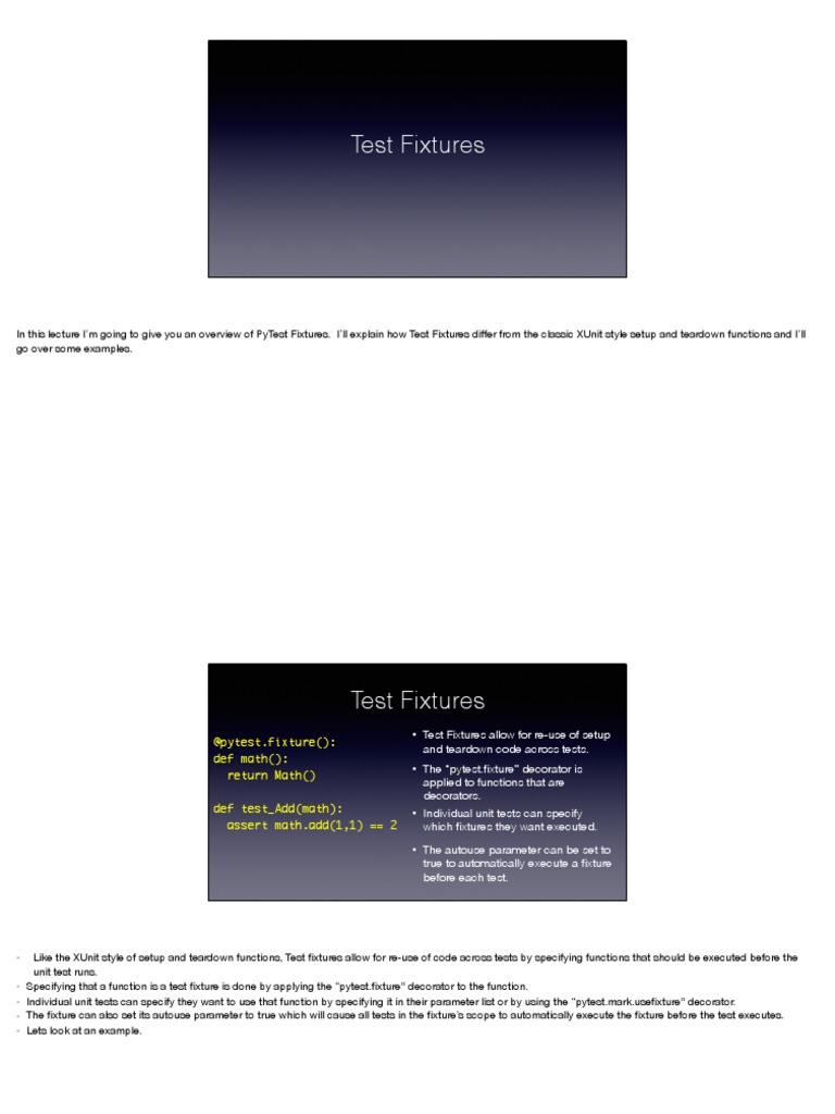 Pytest Test Fixtures Overview Pdf Scope Computer Science Systems Engineering