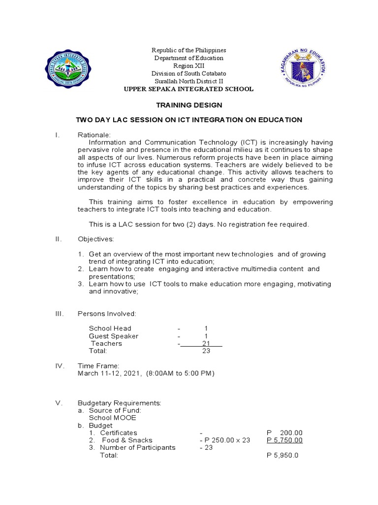 ICT Training Design and Matrix | PDF | Educational Technology | Teachers