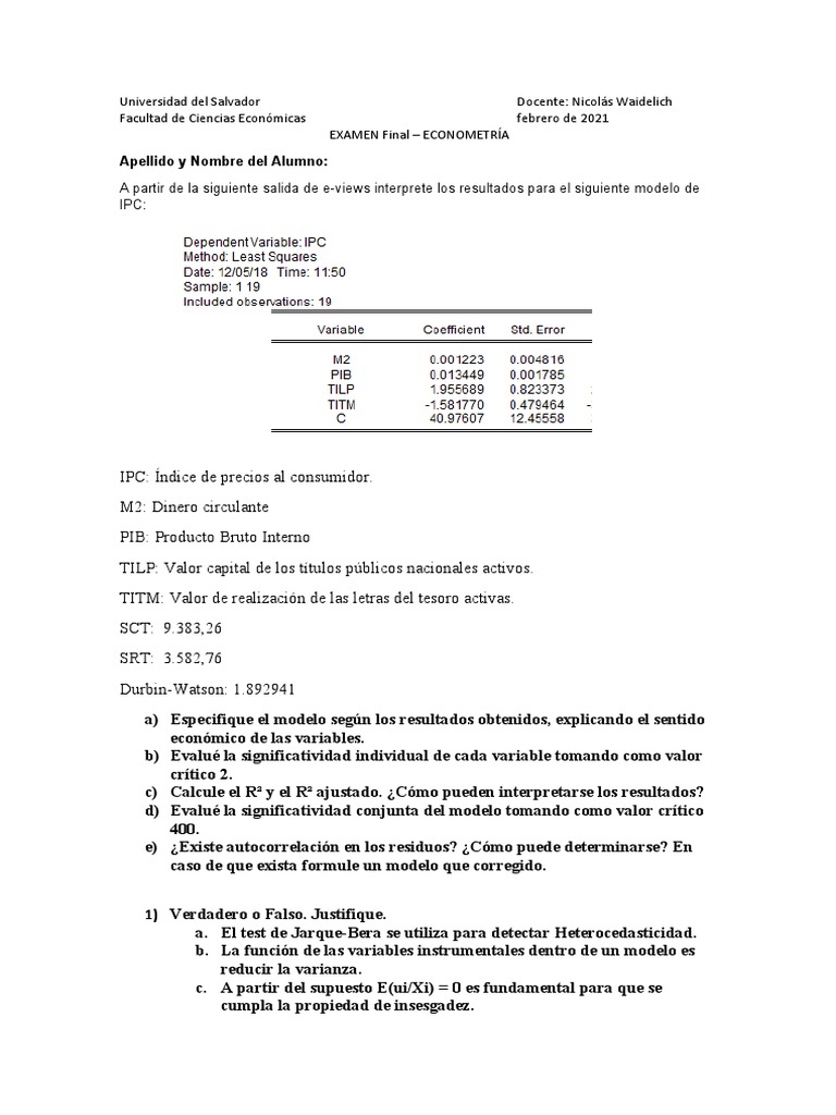 Final Econometria | PDF