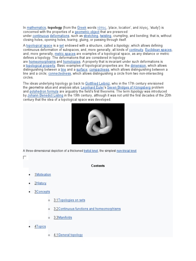 Topology | PDF | Topology | Mathematical Objects