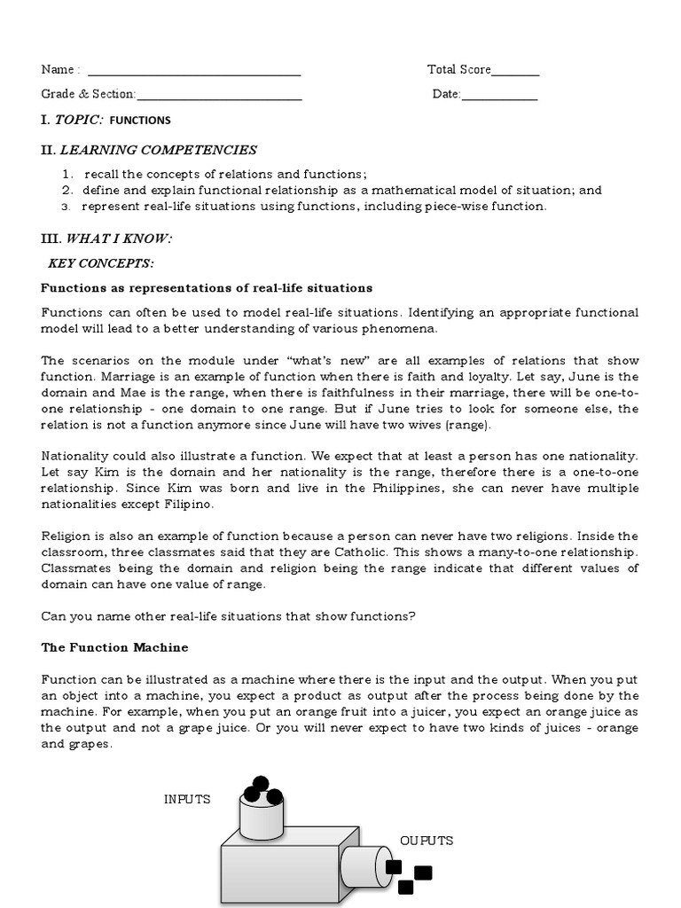 Week 1 Learners Packet | Download Free PDF | Function (Mathematics) | Mathematics