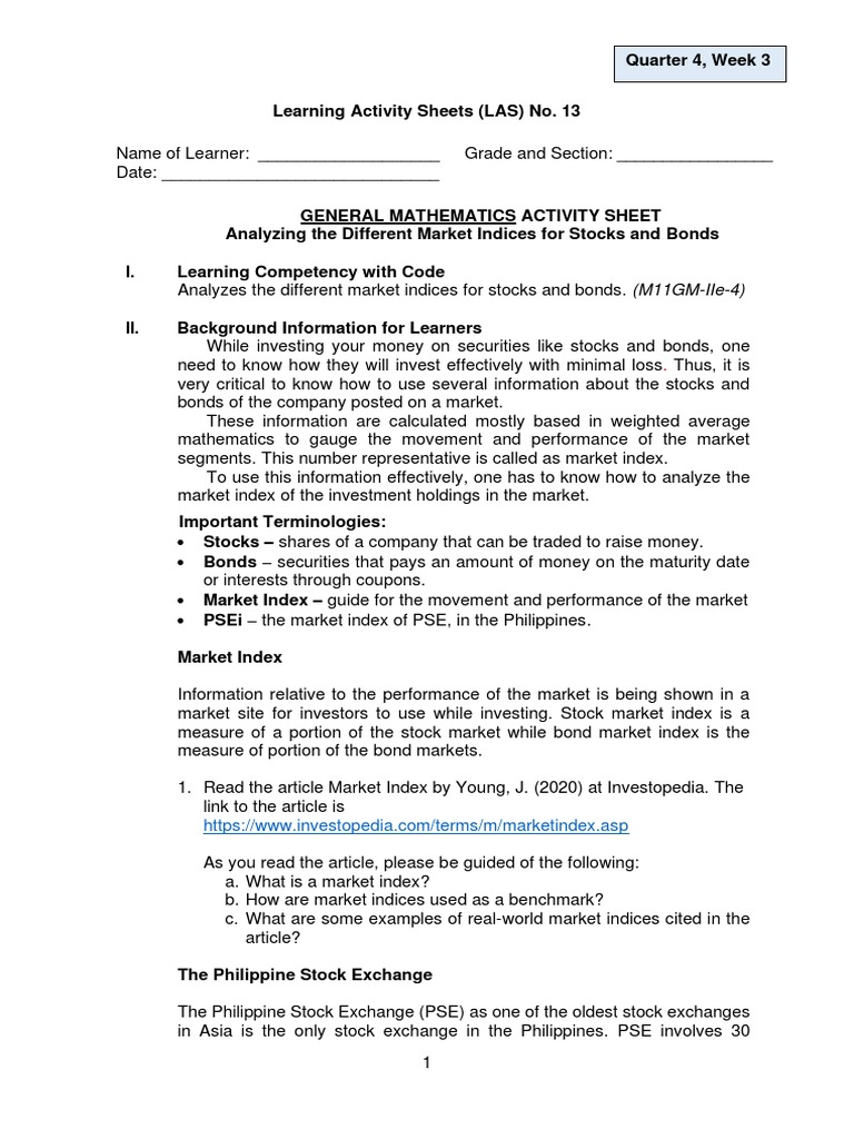 GM_Q2_LAS-13-WEEK 3 | PDF | Bonds (Finance) | Stock Market Index