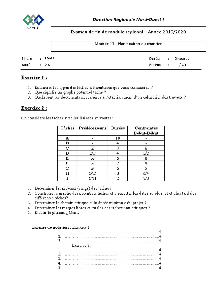 EFM REGIONALE 2020planification | PDF | Planification