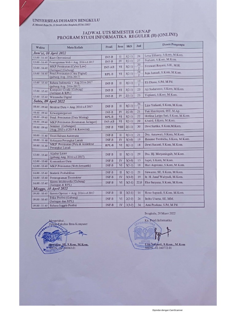 Jadwal UTS A & B | PDF