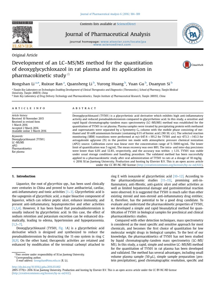 Development and Validation of a Sensitive LC-MS/MS Method for the Quantitation of ...
