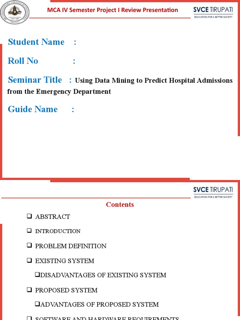 Using Data Mining To Predict Hospital Admissions From The Emergency ...