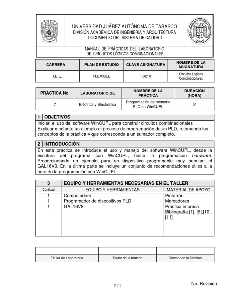 Práctica de WinCUPL en Circuitos Lógicos | PDF | Programa de computadora | Programación