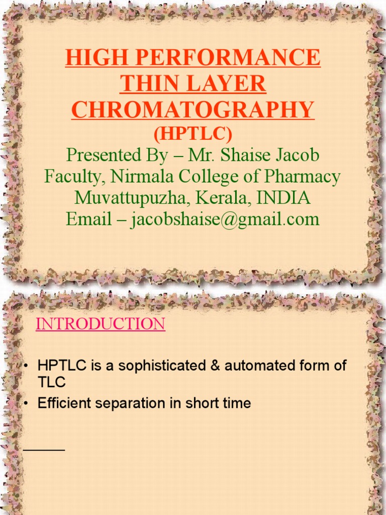 Hptlc Pdf Chromatography Thin Layer Chromatography