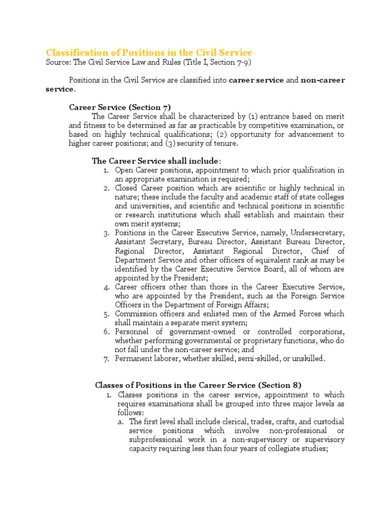 Civil Service Positions | PDF | Civil Service | Test (Assessment)