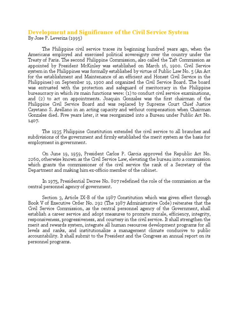 Evolution of the Philippine Civil Service | PDF | Civil Service ...