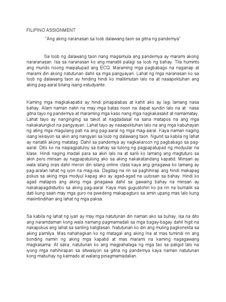 Filipino Assignment - Saysay 2 | PDF