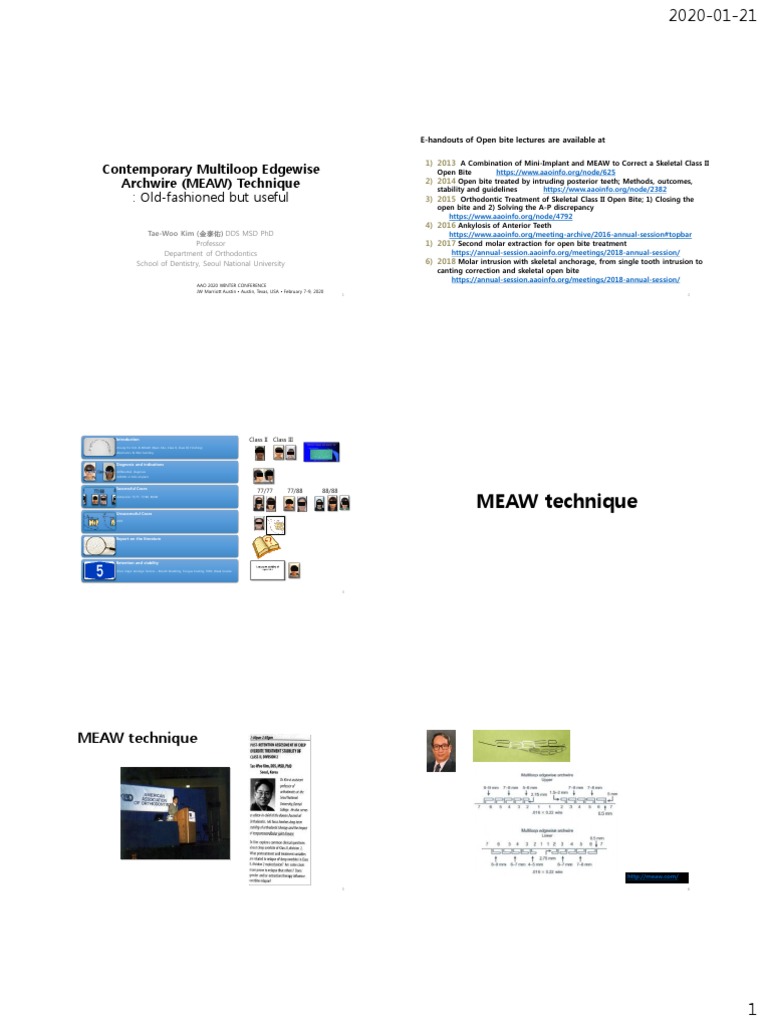 Kim Tae Woo - Contemporary Multiloop Edgewise Archwire MEAW Technique ...