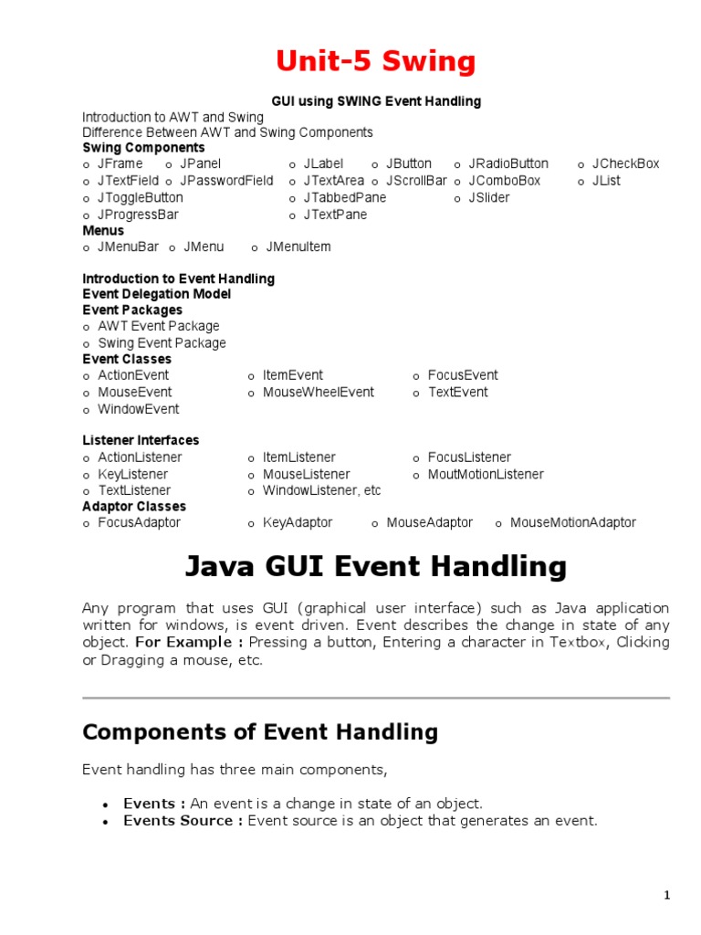 Unit 5 Swing | PDF | Computer Science | Computing