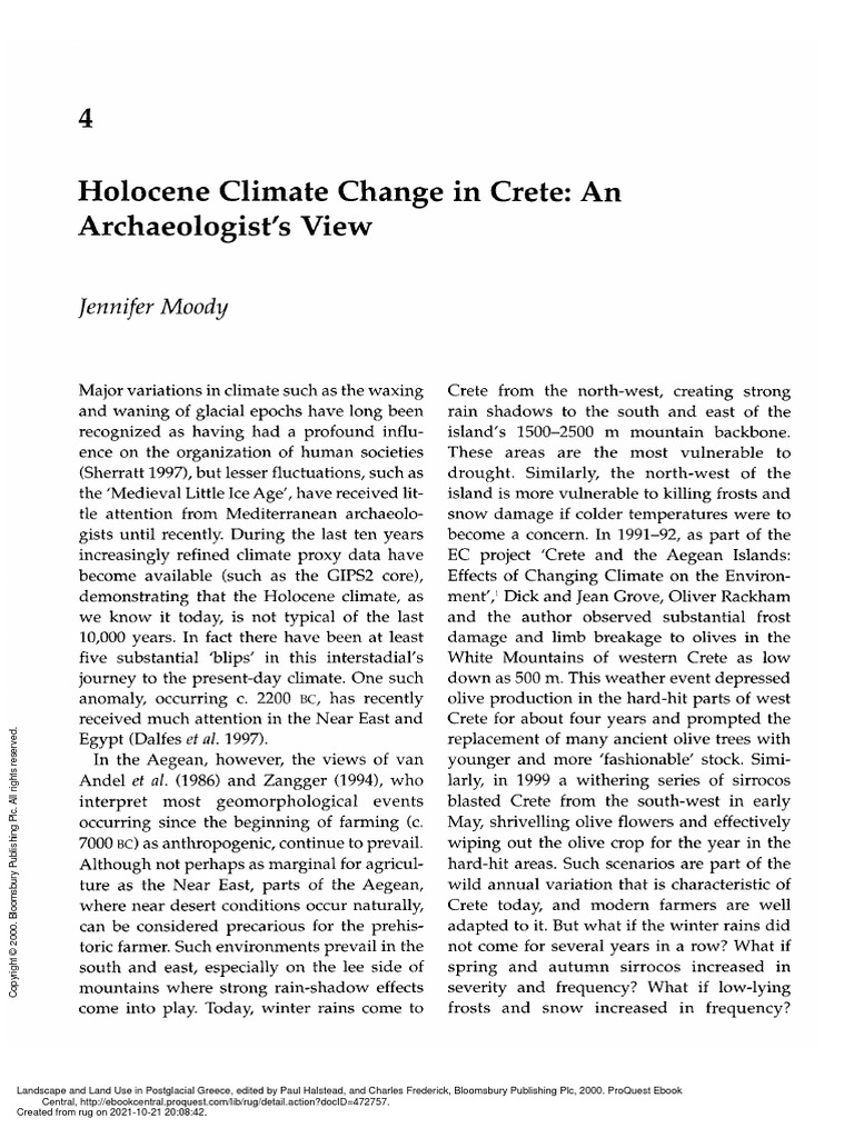 Landscape and Land Use in Postglacial Greece - (4. Holocene Climate Change in Crete An ...