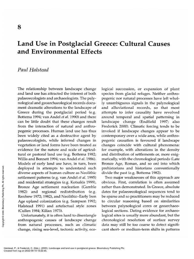 Landscape and Land Use in Postglacial Greece - (8. Land Use in ...