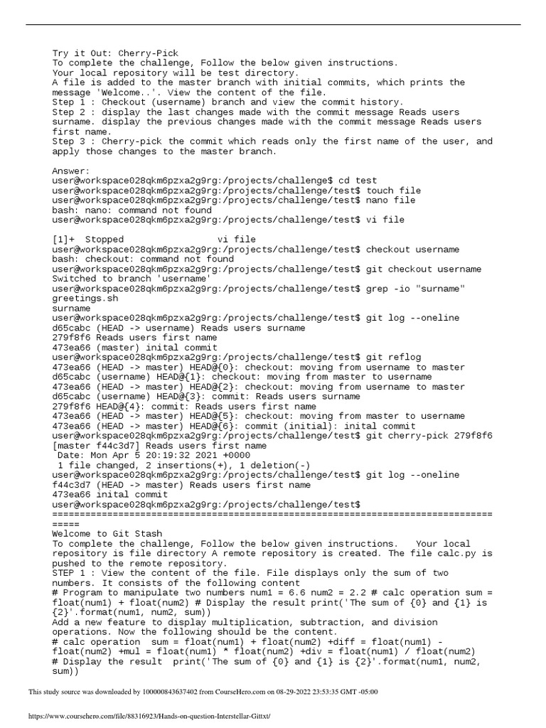 Hands On Question Interstellar Git | PDF | Computer File | Directory (Computing)