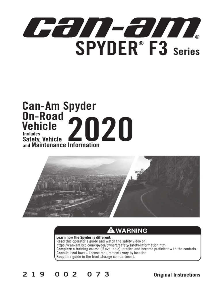 Can-Am 2020 Spyder F3 Series On-Road Vehicle Owners Manual en | PDF ...
