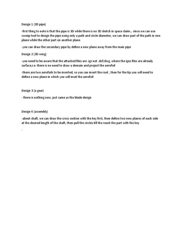 Homework1 Statement (On Spaceclaim) Hints | PDF | Computers