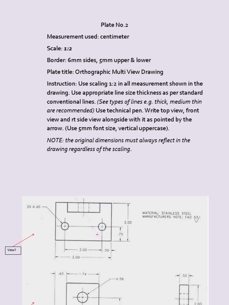 Plate No 2 Orthographic View | PDF | Teaching Methods & Materials | Art