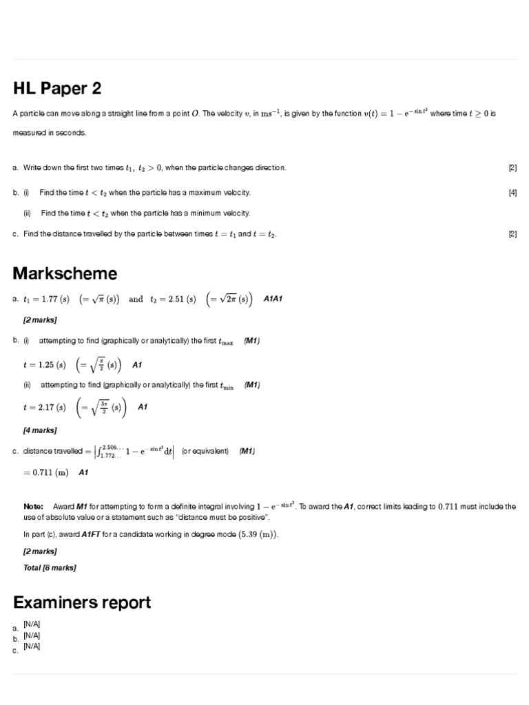 Markscheme HL Paper2 | PDF | Tangent | Derivative