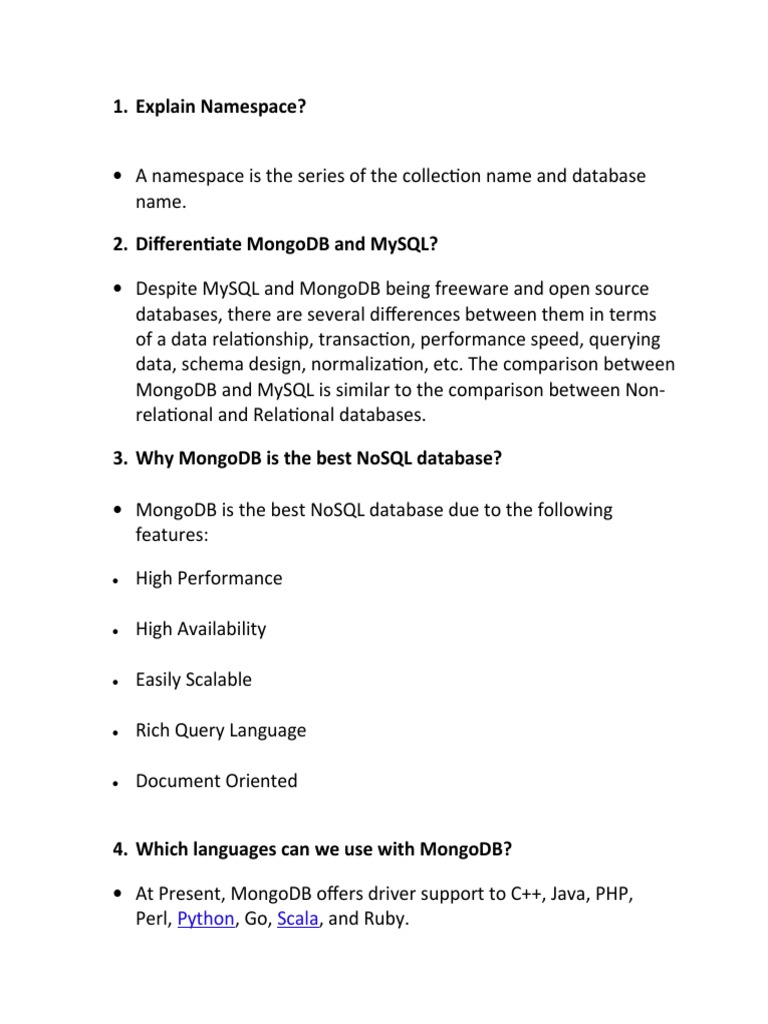 Mongo Qanda Download Free Pdf No Sql Mongo Db 